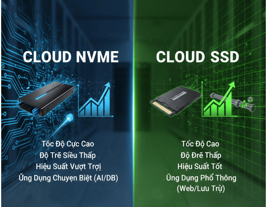 So sánh chi tiết giữa Cloud Server NVMe và SSD thông thường | IDC VNPT